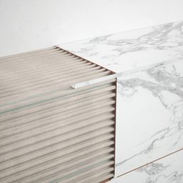 Homelux 9mm Straight Aluminium Tile Trim White Marble 2.5m - Screwfix