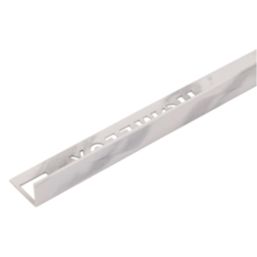 Homelux 9mm Straight Aluminium Tile Trim White Marble 2.5m - Screwfix