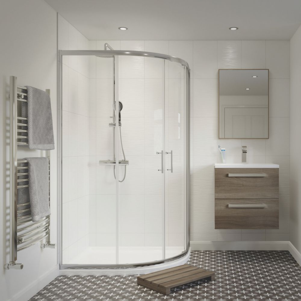 Framed Offset Quadrant Shower Enclosure Lhandrh Polished Silver Effect