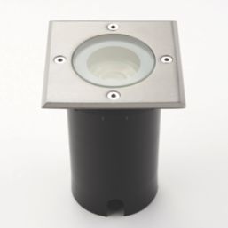 Saxby Pillar 110mm Outdoor Square Ground Light Polished Stainless steel ...