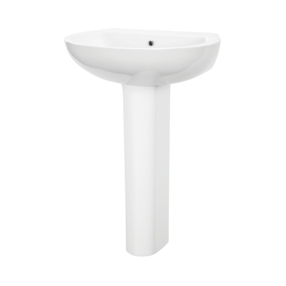 Swirl Enz Wall-Mounted Basin 1 Tap Hole 555mm - Screwfix