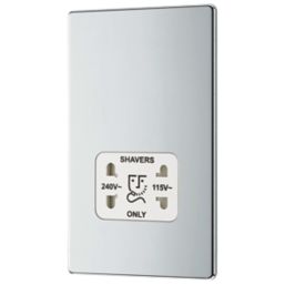 LAP 2-Gang Dual Voltage Shaver Socket 115 / 230V Polished Chrome with ...