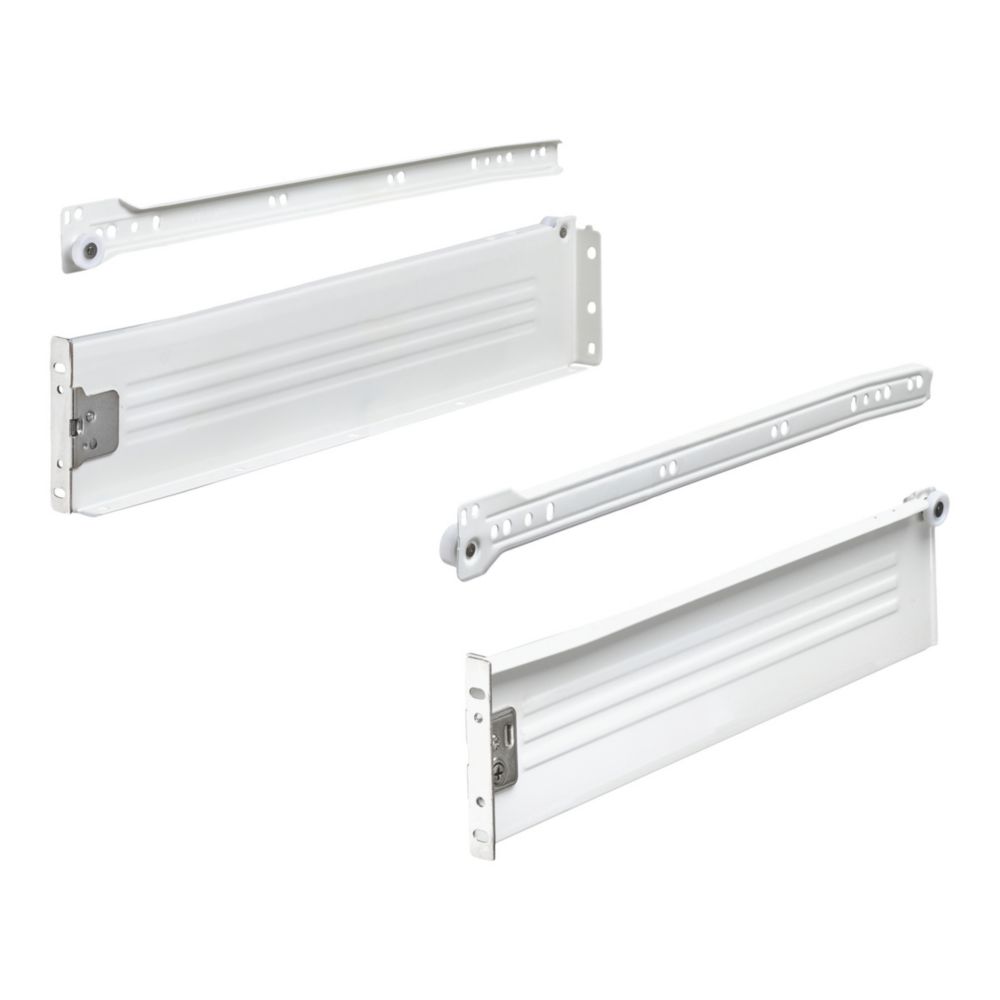 Essentials White Side Fix Drawer Runners 450mm 2 Piece Set - Screwfix