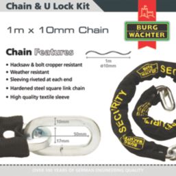 Burg-Wachter Hardened Steel Heavy Duty Security Kit: 2 x Chain, 2 x ...