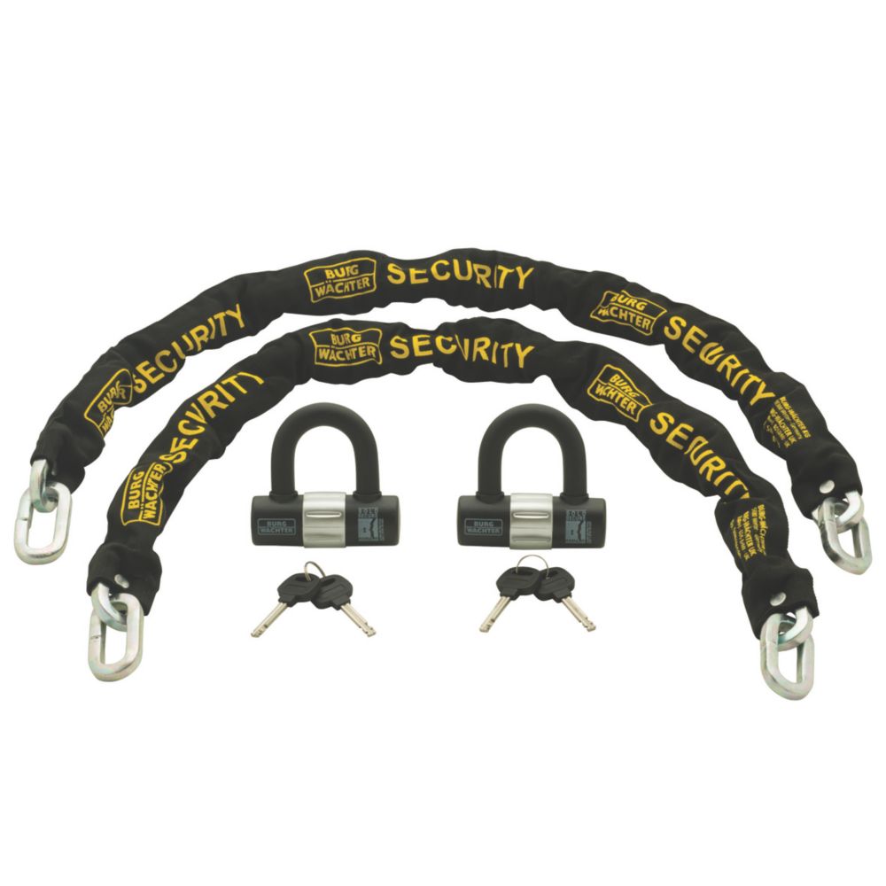 Burg-Wachter Hardened Steel Heavy Duty Security Kit: 2 x Chain, 2 x ...