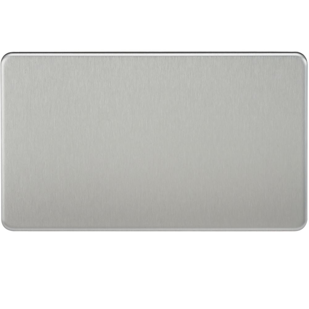 Knightsbridge 2-Gang Blanking Plate Brushed Chrome - Screwfix