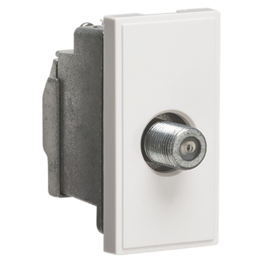 Knightsbridge Screened Modular F-Type Satellite Socket White - Screwfix