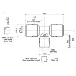 JG Speedfit MDPE Push-Fit Reducing Tee 32mm x 32mm x 25mm - Screwfix