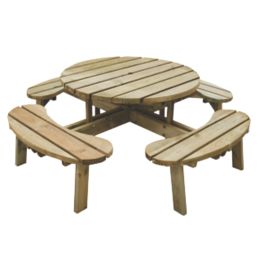 Forest Circular Garden Picnic Table 2070mm x 2070mm x 720mm - Screwfix