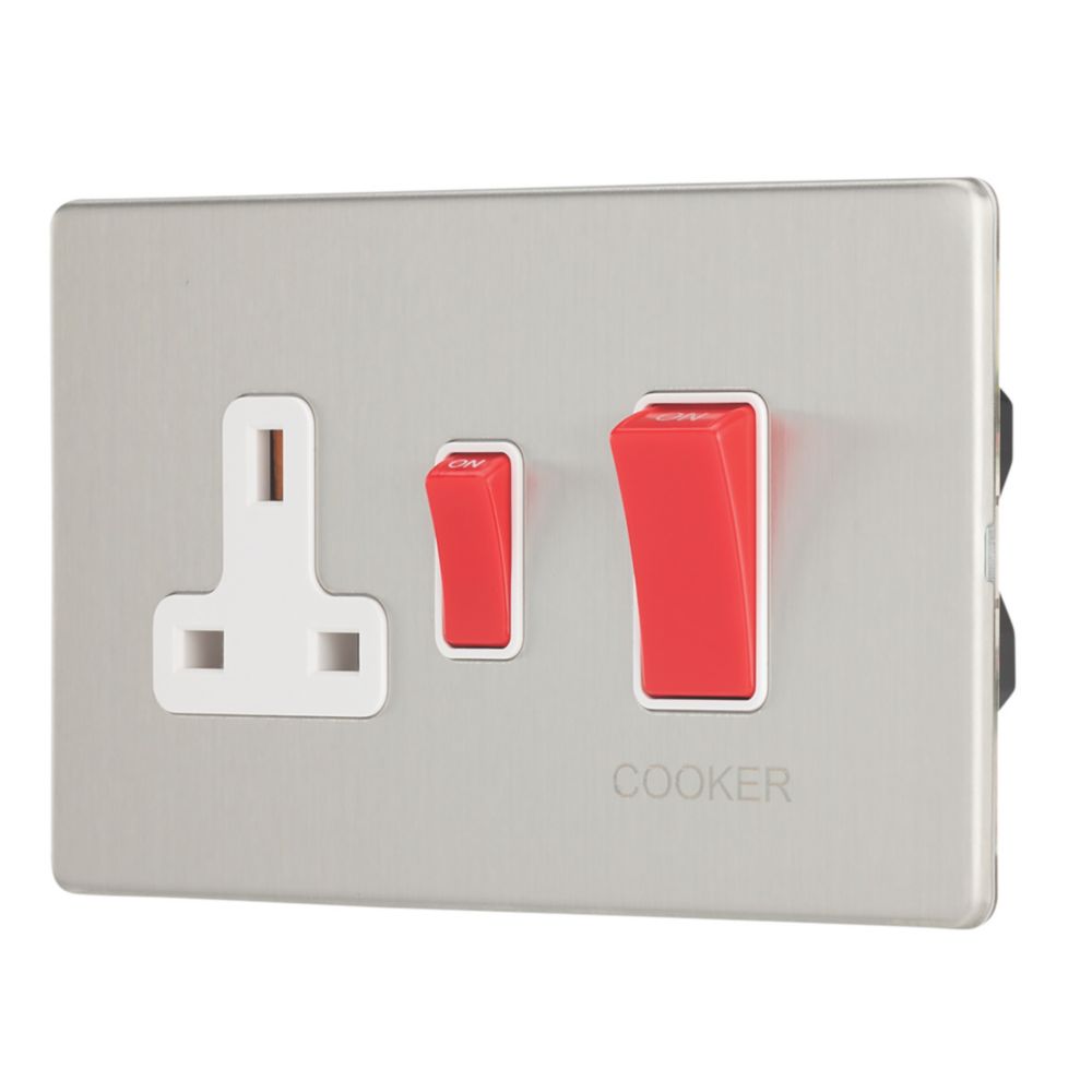 Contactum Lyric 45A 2-Gang DP Cooker Switch & 13A DP Switched Socket ...