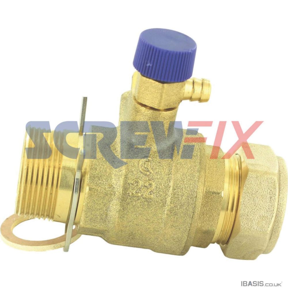 Ideal Heating 174560 Drain Valve Pack with 22mm Valve - Screwfix