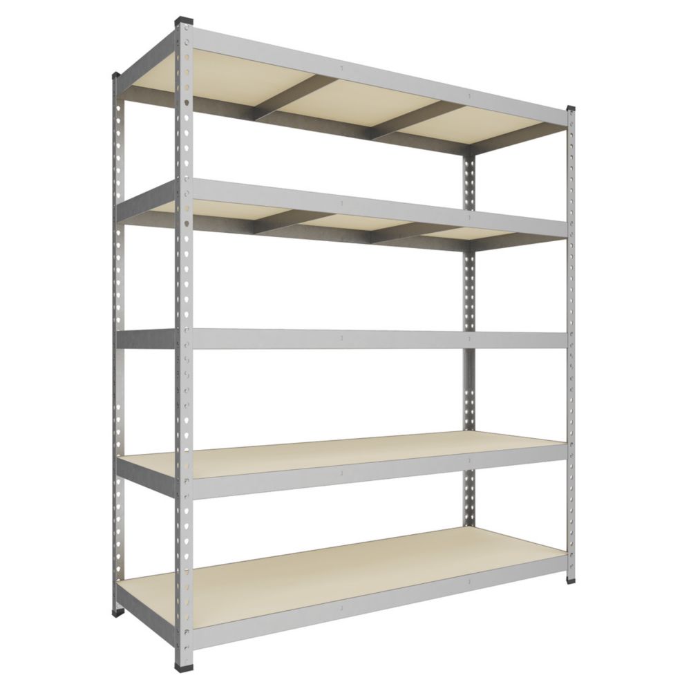 RB Boss Fastlok UDL/GALV 5-Tier Metal Garage Shelving Unit 1600mm x ...