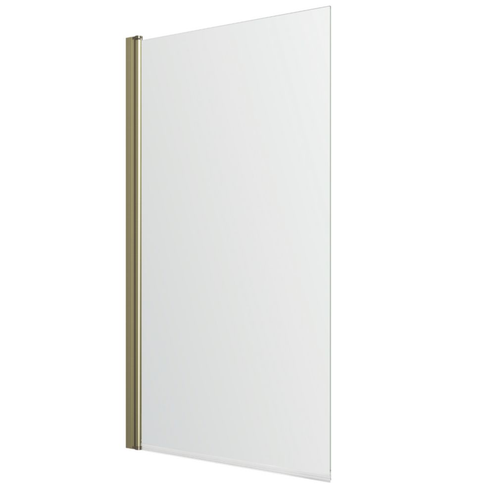 ETAL Dakota Semi-Framed Brushed Brass Hinged Bath Screen Non-Handed ...