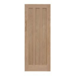 Unfinished Oak Wooden 3-Panel Internal Door 1981mm x 762mm - Screwfix