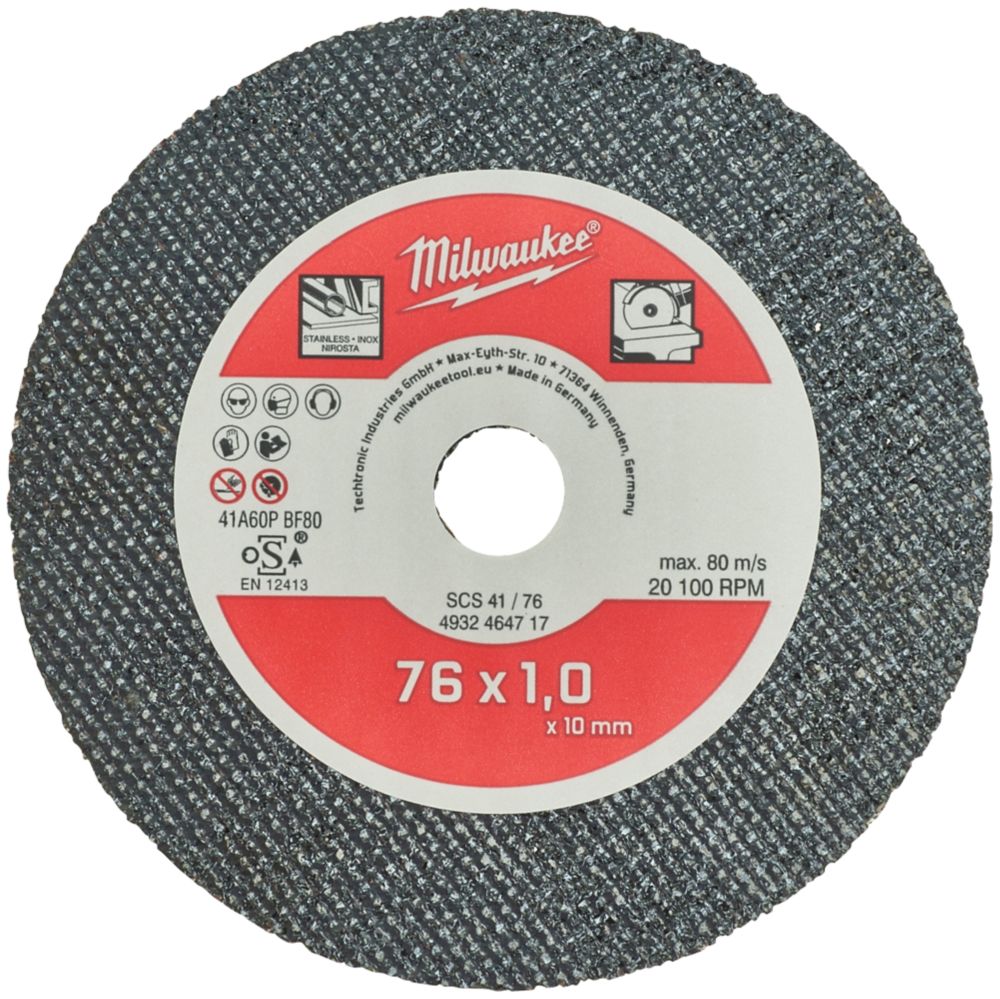 Milwaukee PRO+ Steel Cutting Discs 76mm (3") x 10mm 5 Pack - Screwfix