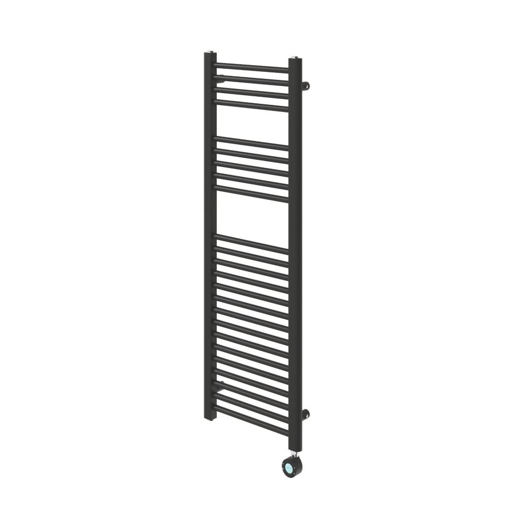 Flomasta 1200mm x 400mm 1364BTU Black Flat Electric Towel Radiator ...