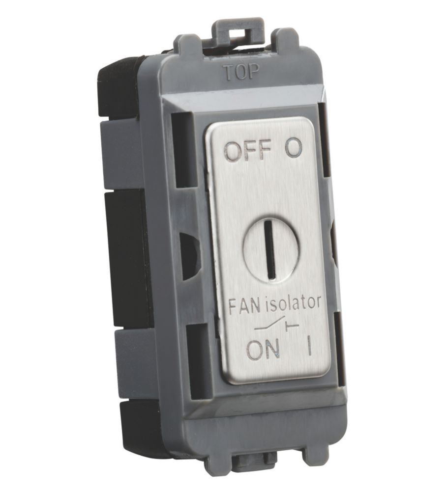 Knightsbridge Key Operated 10A Grid 3-Pole Fan Isolator Switch Brushed ...