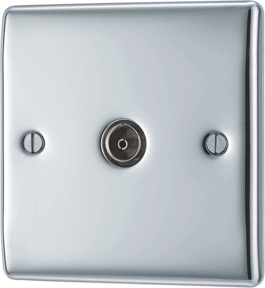 British General Nexus Metal 1-Gang Single TV Socket Polished Chrome ...