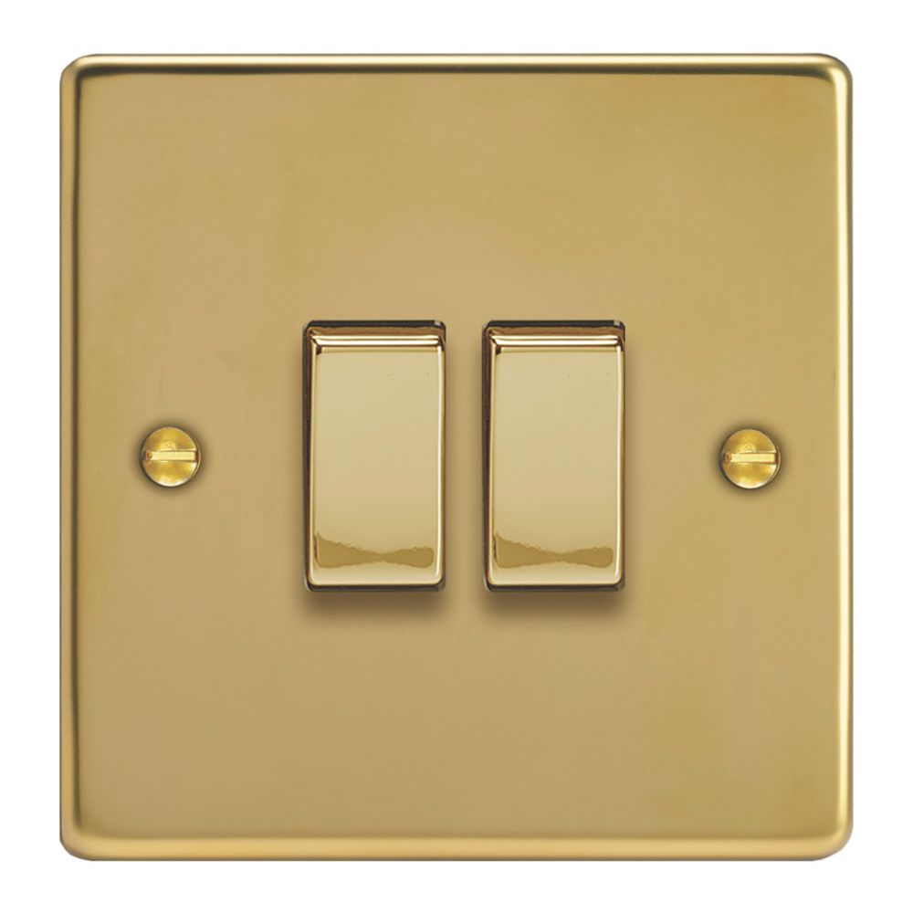 Varilight 10A 2-Gang 2-Way Light Switch Polished Brass with Colour ...