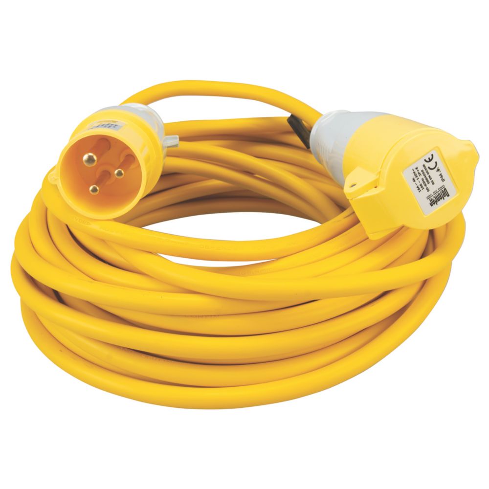 Defender Yellow 110V 16A Extension Lead 14m x 2.5mm² - Screwfix