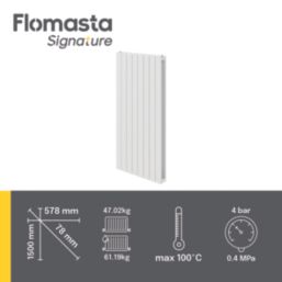 Moretti Modena Designer Radiator 1500mm x 578mm White 5237BTU - Screwfix