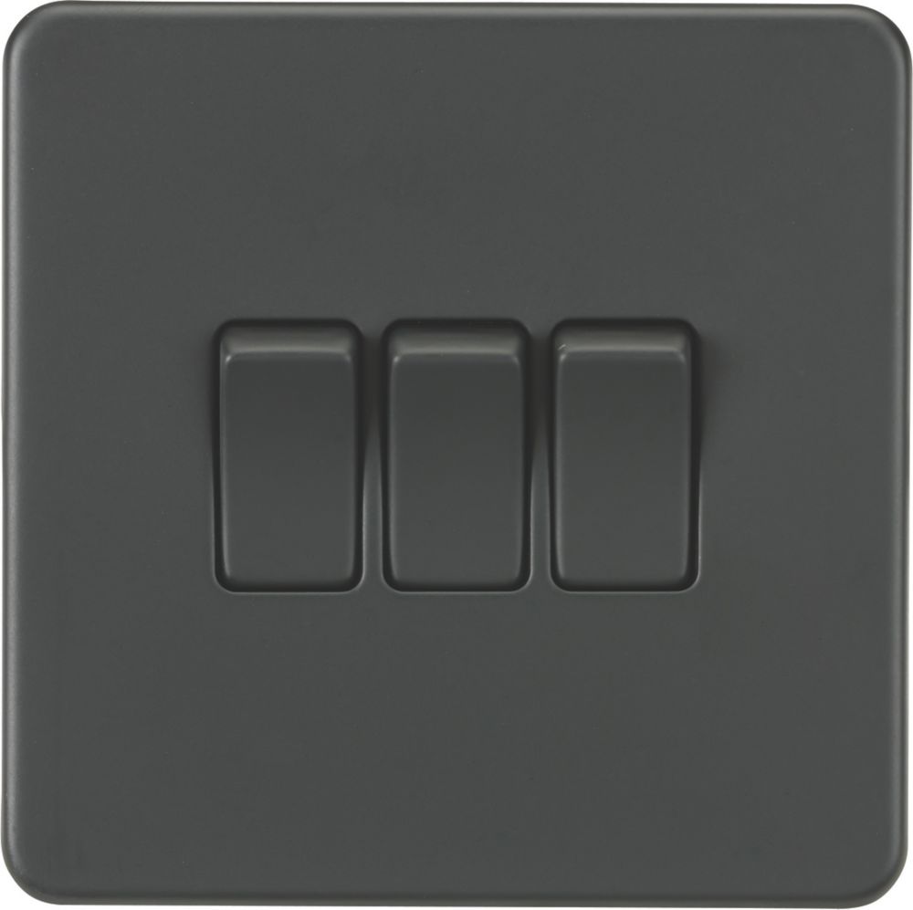 Knightsbridge 10AX 3-Gang 2-Way Light Switch Anthracite - Screwfix Knightsbridge 10AX 3-Gang 2-Way Light Switch Anthracite - Screwfix