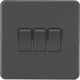Knightsbridge 10AX 3-Gang 2-Way Light Switch Anthracite - Screwfix