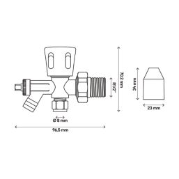 Flomasta 8mm x 21mm White/Chrome Angled Modern Manual Radiator Valve ...
