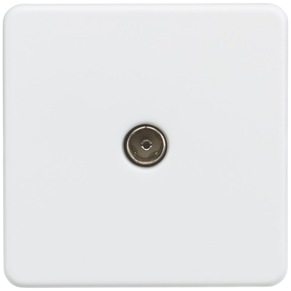 Knightsbridge 1-Gang Coaxial TV Socket Matt White - Screwfix