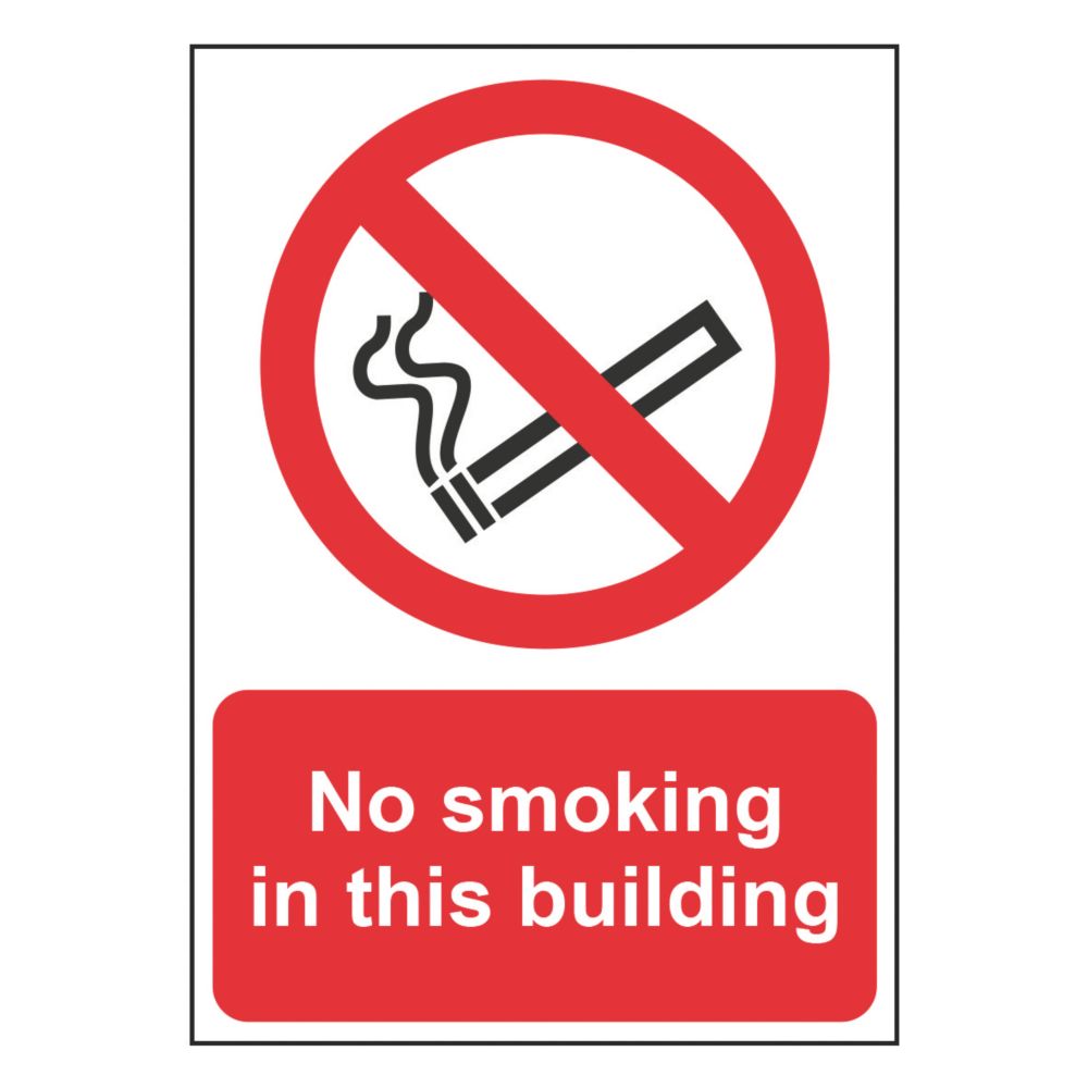 Essentials "No Smoking In This Building" Sign 210mm x 148mm - Screwfix