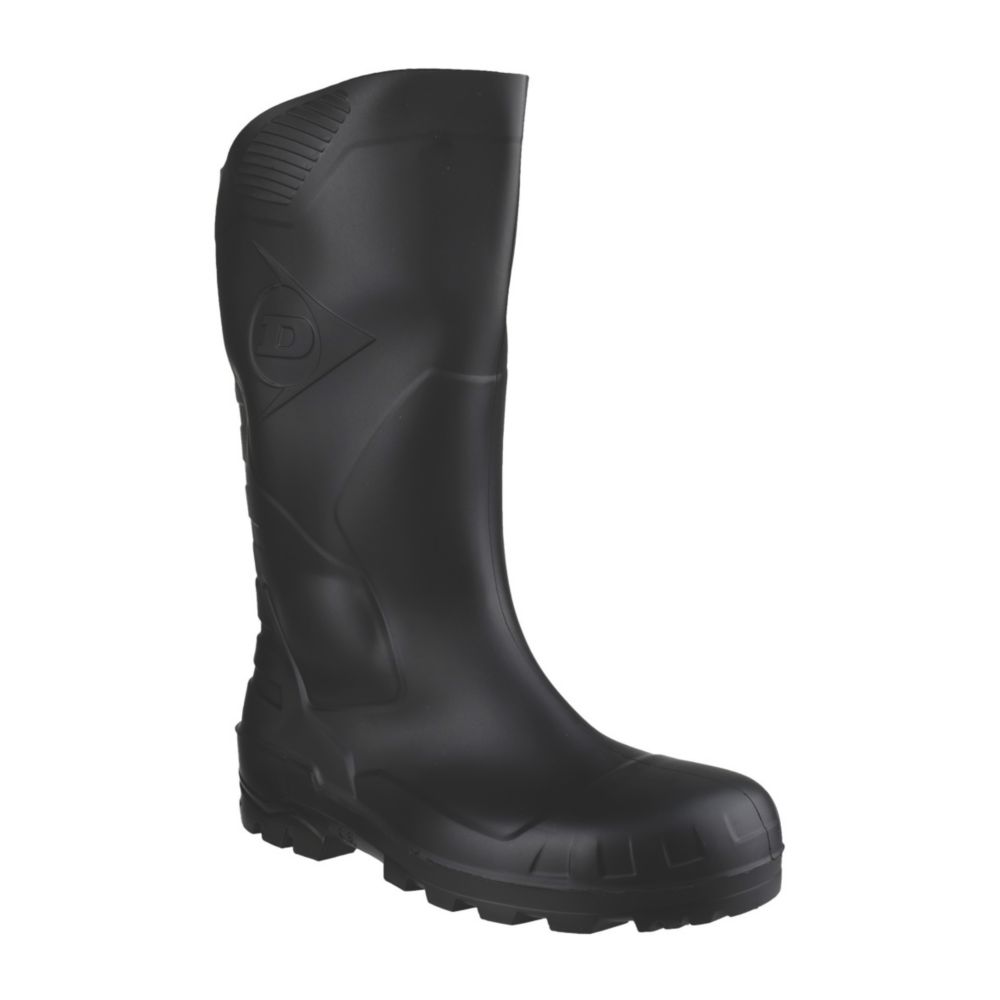 Dunlop Devon Size 11 Black Steel Toe Cap Safety Wellies - Screwfix