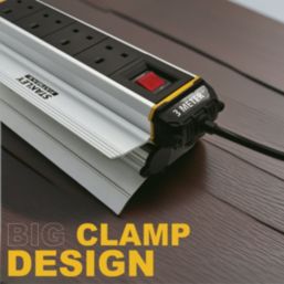 Stanley 13A 4-Gang Switched Power Strip With Clamp Red 3m - Screwfix