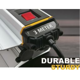 Stanley 13A 4-Gang Switched Power Strip With Clamp Red 3m - Screwfix