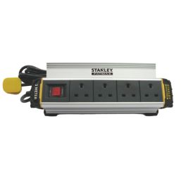 Stanley 13A 4-Gang Switched Power Strip With Clamp Red 3m - Screwfix