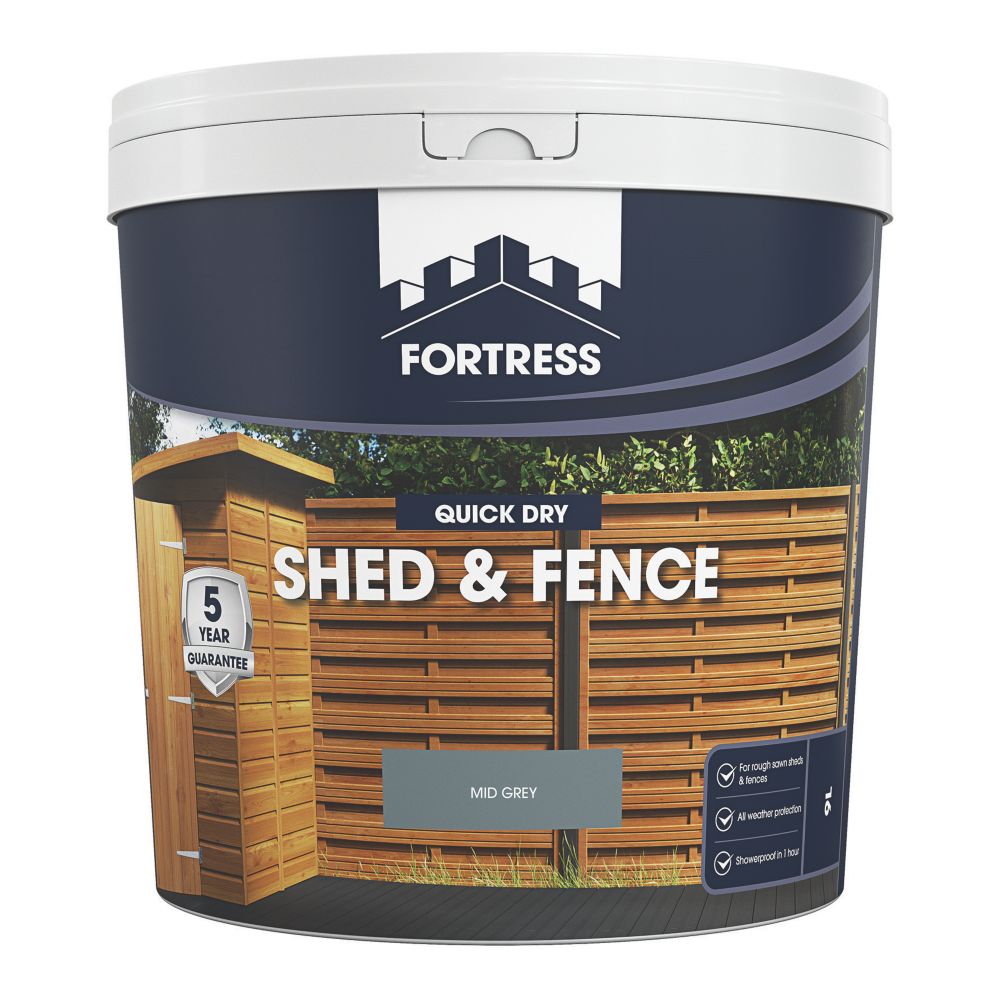 Fortress 9Ltr Slate Grey Shed & Fence Stain - Screwfix