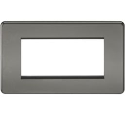 Knightsbridge Screwless 4-Module Modular Faceplate Black Nickel - Screwfix