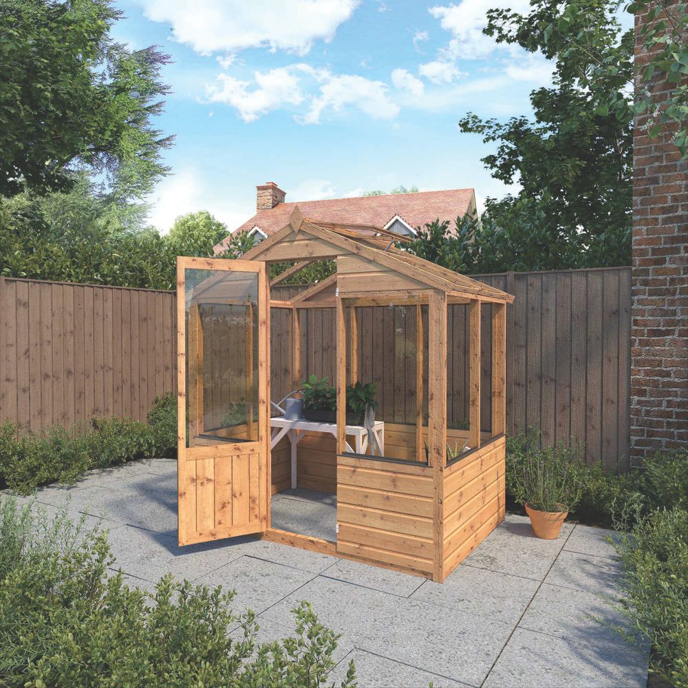 Mercia Traditional 6' x 4' (Nominal) Timber Greenhouse - Screwfix