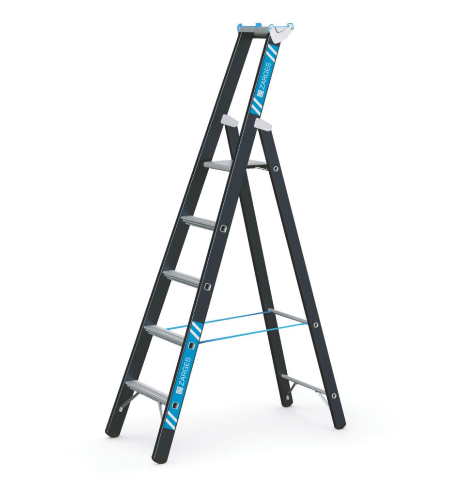 Zarges Aluminium 2.00m 5 Step Platform Step Ladder - Screwfix