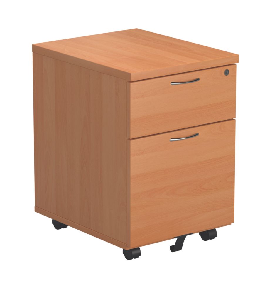 TC Group 2-Drawer Mobile Desk Pedestal Beech 404mm x 500mm x 595mm ...