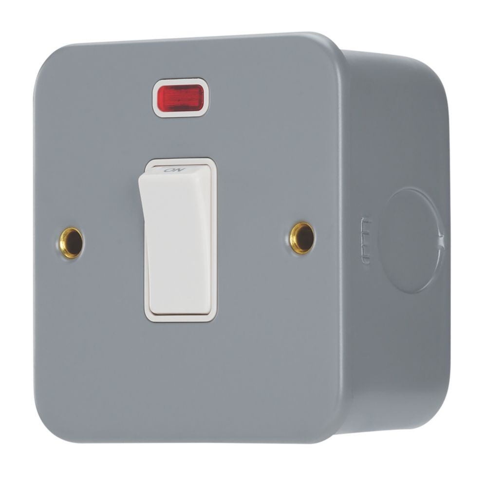 Contactum 20A 1-Gang DP Metal Clad Control Switch with Neon with White ...