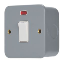 Contactum 20A 1-Gang DP Metal Clad Control Switch with Neon with White ...
