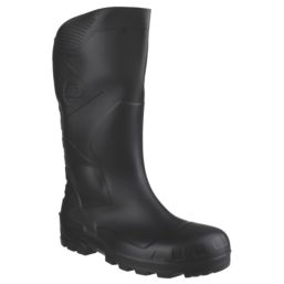 Dunlop Devon Size 12 Black Steel Toe Cap Safety Wellies - Screwfix