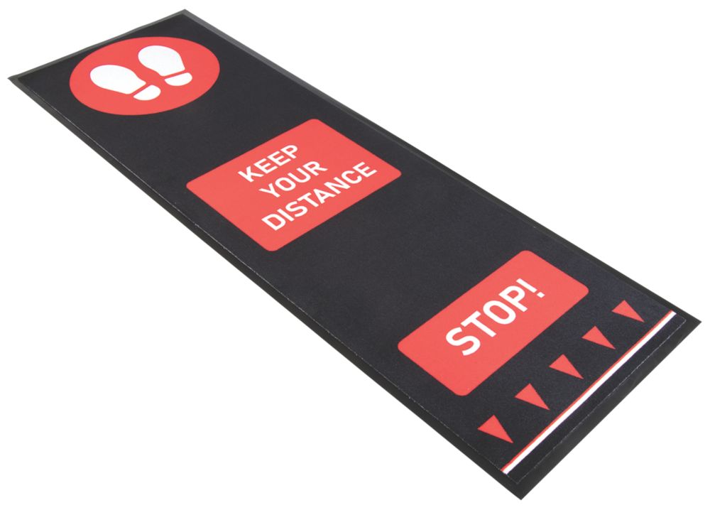 COBA Europe Footprints Indication Floor Mat Red 2.0m x 0.65m - Screwfix