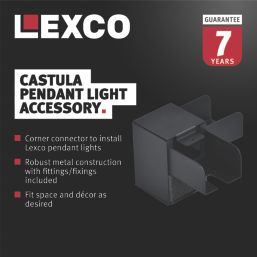 Lexco 1-Circuit Pendant Light Corner Connector Black - Screwfix