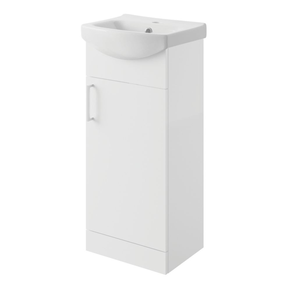 Veleka Vanity Unit & Basin Set Gloss White 400mm x 320mm x 880mm - Screwfix