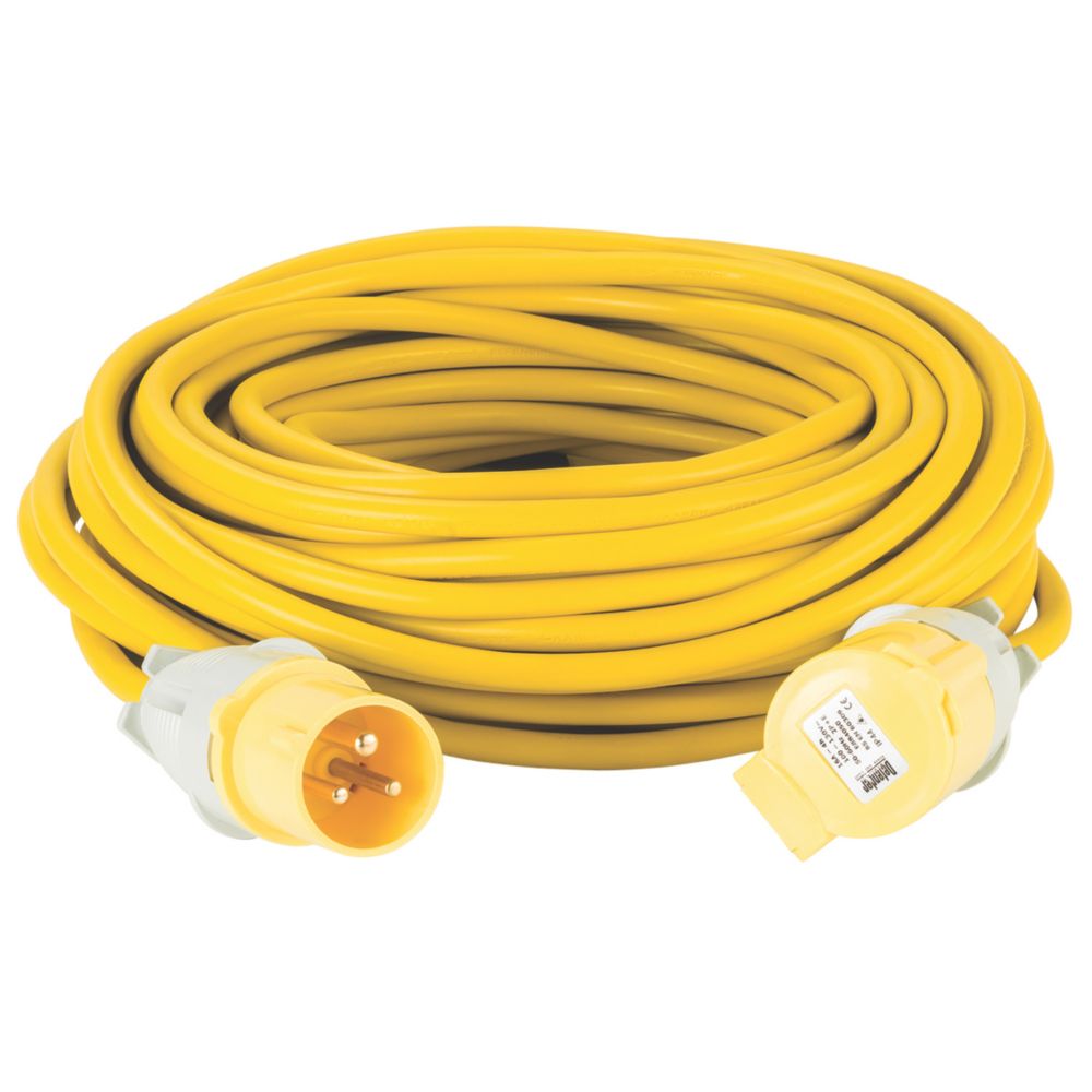 Defender Yellow 110V 16A Extension Lead 25m x 2.5mm² - Screwfix