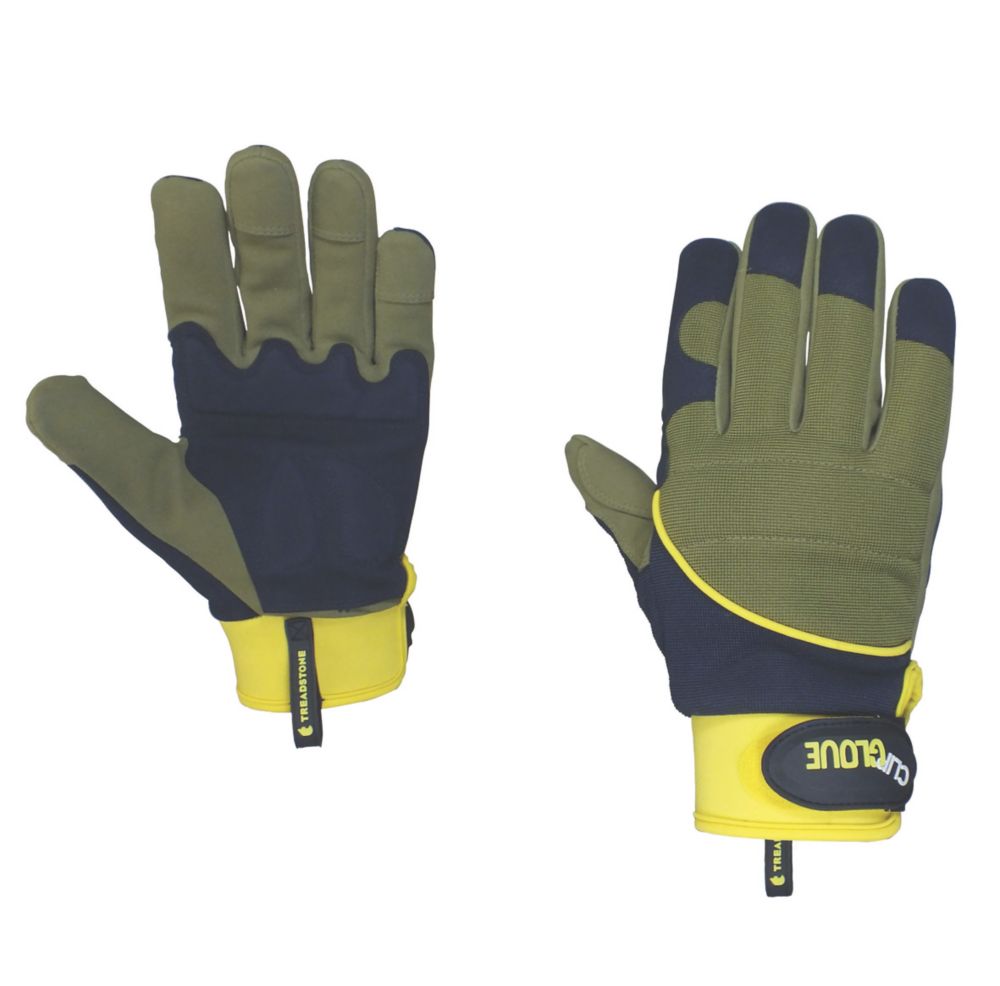 ClipGlove Shock Absorber Synthetic Leather Gardening Gloves Navy ...