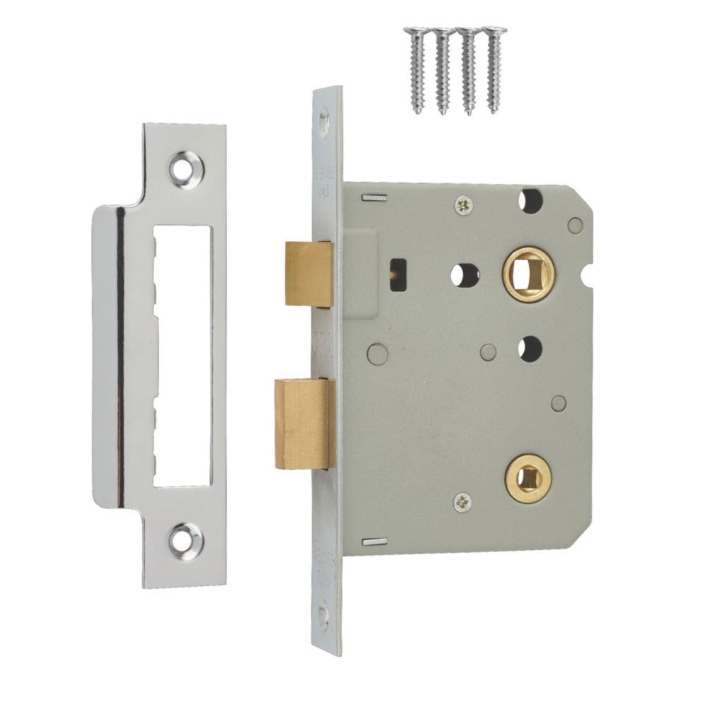 ERA Chrome Effect Bathroom Lock 76mm Case - 56mm Backset - Screwfix