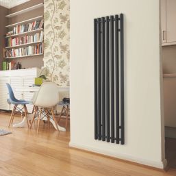Time Trojan 1760mm x 390mm 5163BTU Black Vertical Designer Radiator ...