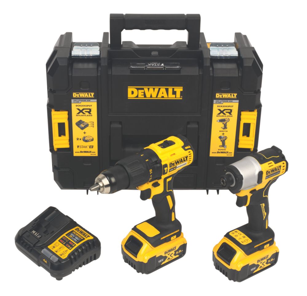 DeWalt DCK2063P2T-SFGB 18V 2 x 5.0Ah Li-Ion XR Brushless Cordless Twin Pack - Screwfix